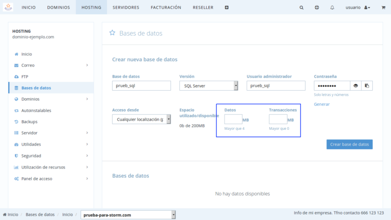 ¿Qué son espacio de datos y transacciones en SQL Server?