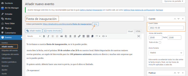 Aprende a crear y gestionar eventos con el plugin Events Manager