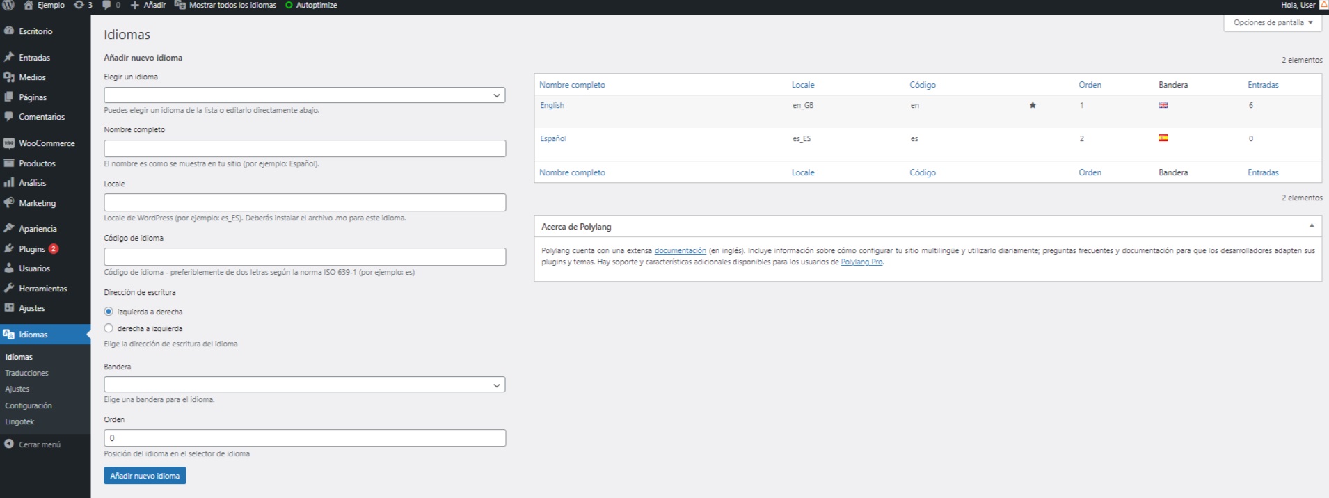 Cómo configurar el plugin Polylang en WordPress - Dinahosting
